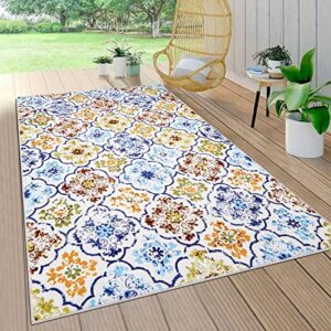 vaukki living room rug, floral medallion soft laundry carpet, non slip entryway mat, washable throw rug floor carpet for bathroom, dining room, kitchen and bedroom (4'x6', multi-color)