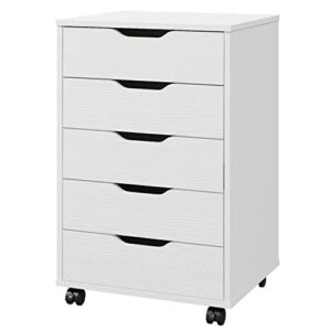 panana 5/7 drawer chest, wooden tall dresser storage dresser cabinet with wheels, office organization and storage, bedroom furniture (white, 5 drawer)