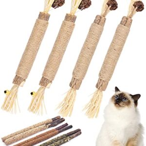 Silvervine Sticks for Cats, TINDTOP 10 Pack Natural Catnip Chew Toys for Kittens Teeth Cleaning, Matatabi Dental Care, Increase Appetite, Calm Cat Anxiety and Stress, Aggressive Chewers Cat Dental Toy