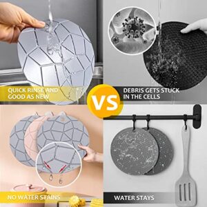 Pillercules Silicone Trivets for Hot Dishes Pots and Pans, Silicone Pot Holders Hot Pads for Kitchen Counter, Silicone Trivet Mat Hot Plates to Protect Table, Grey Trivet Set of 3, Gray