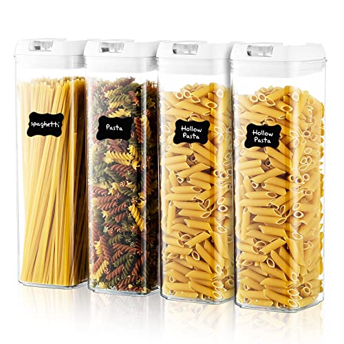 4 PCS Airtight Food Storage Containers Set with Easy Lock Lids, Plastic Storage Containers for Kitchen Pantry Organization and Storage,Cereal and Sugar, Dry Food Canisters for Flour