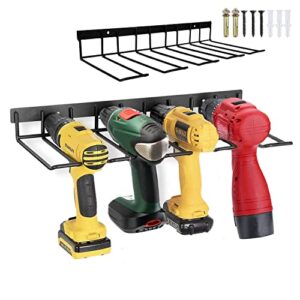 heavy duty power tool organizer metal drill holder racks,hold 4 drills,garage storage wall mount tool rack for garage workshop shed pegboard