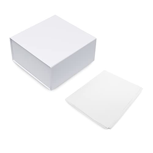 Magnetic Gift Box - 1 Pack Small White Collapsible Luxury Gift Box with Lid for Gifts, Presents, Bridesmaids Proposals, Weddings, Baby Showers, Holidays, Events, Storage, Small Businesses - 8x8x4