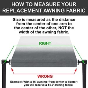 RecPro RV Awning Fabric Replacement | Universal Fit | 8-22ft Sizes | Heat Sealed Vinyl (15' - Actual Width 14' 1", Charcoal Fade)