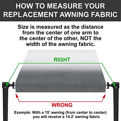 RecPro RV Awning Fabric Replacement | Universal Fit | 8-22ft Sizes | Heat Sealed Vinyl (15' - Actual Width 14' 1", Charcoal Fade)