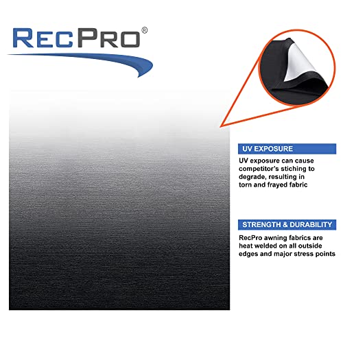 RecPro RV Awning Fabric Replacement | Universal Fit | 8-22ft Sizes | Heat Sealed Vinyl (15' - Actual Width 14' 1", Charcoal Fade)