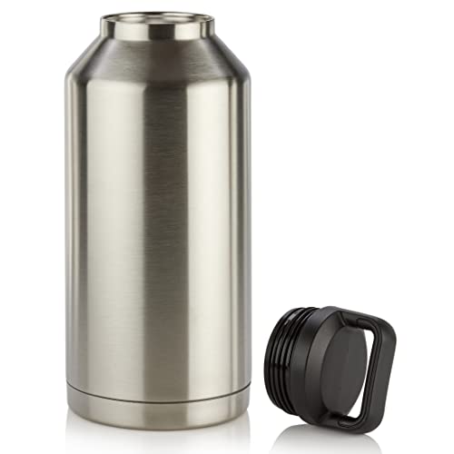 PARNOO Hot & Cold Stainless Thermos Bottle with Black handle 64 oz, Triple Wall Vacuum Insulated Stainless Steel, 12 inchx5 inch