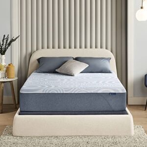 serta perfect sleeper 12 inch king gel memory foam mattress, medium, usa built, 100-night trial, certipur-us certified - splendid slumber, white and dark blue