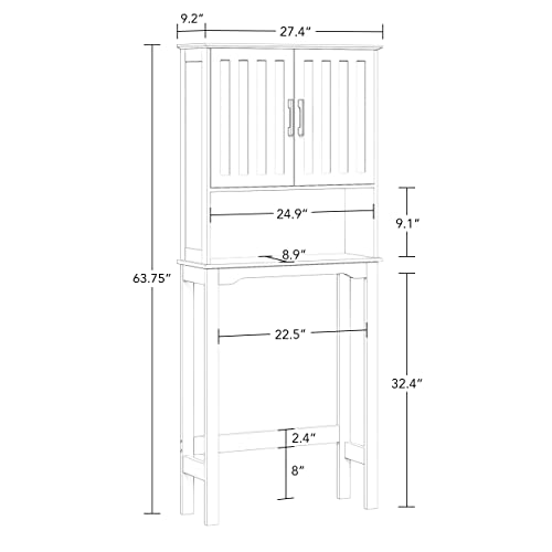 RiverRidge Monroe Bathroom Over-The-Toilet Spacesaver, White