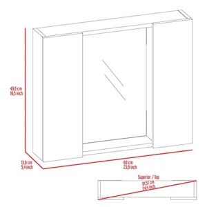 Tuhome Artemisa Medicine Cabinet with Double Door, Mirror, and External Shelf, Light Grey