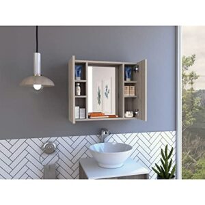 Tuhome Artemisa Medicine Cabinet with Double Door, Mirror, and External Shelf, Light Grey