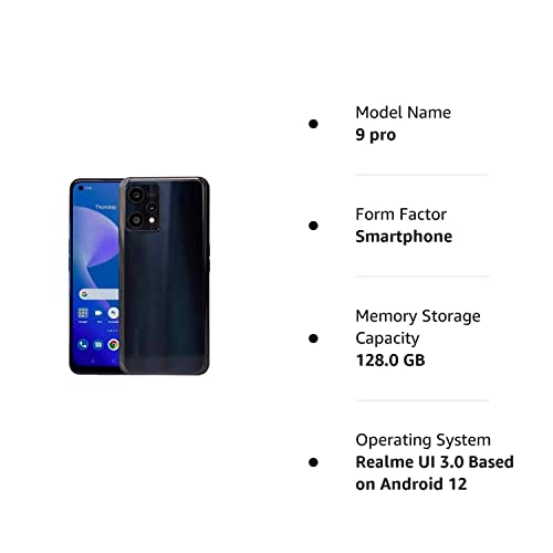 Realme 9 Pro 5G + 4G LTE GSM 128GB + 8GB 6.6" 64MP Triple Camera Unlocked Latin Europe Dual Sim (NOT Verizon/Boost/Cricket/Metro/AT&T/Tmobile) + Fast Car Charger Bundle (Midnight Black)