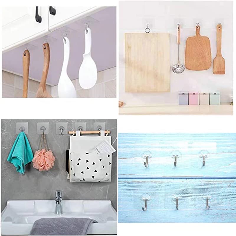 Wall Hooks, Transparent Wall Hooks, 15PCS