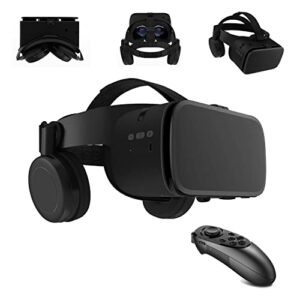 vr headset compatible with iphone & android phone - universal virtual reality goggles with remote control - 3d vr glasses play mobile games watch 3d movies gift for adults/kids eye protection (black)