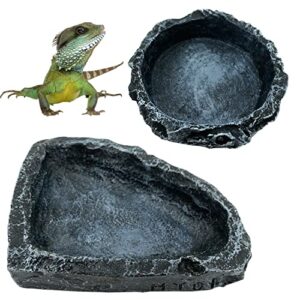 2 pack reptile feeding dish corner bowl, reptile water dish food bowl, amphibian reptile feeding terrarium bowls for lizard bearded dragon frog gecko tortoise hermit crab