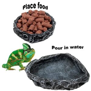 2 Pack Reptile Feeding Dish Corner Bowl, Reptile Water Dish Food Bowl, Amphibian Reptile Feeding Terrarium Bowls for Lizard Bearded Dragon Frog Gecko Tortoise Hermit Crab