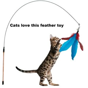 CATENESS Cat Feather Toys Replacement Cat Toy Wand Refills, 10 Pieces Cat Feathers Refill, Interactive Cat Wand Toy Replacement Feather for Indoor Cats