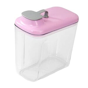 dolity large airtight dog food storage container seal buckles food dispenser bin farmhouse box for cereal rice flour animal seed regular food, pink 1.5l