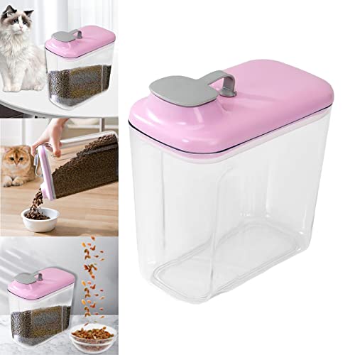 Dolity Large Airtight Dog Food Storage Container Seal Buckles Food Dispenser Bin Farmhouse Box for Cereal Rice Flour Animal Seed Regular Food, Pink 1.5L