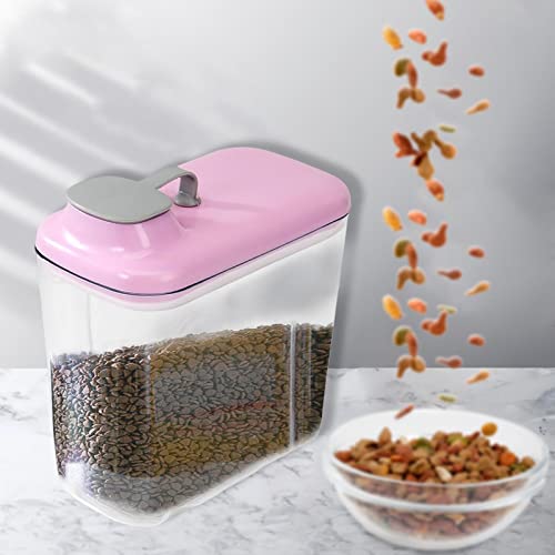 Dolity Large Airtight Dog Food Storage Container Seal Buckles Food Dispenser Bin Farmhouse Box for Cereal Rice Flour Animal Seed Regular Food, Pink 1.5L