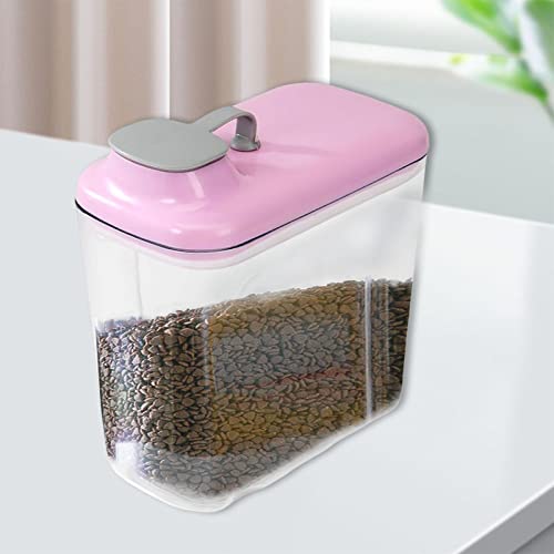 Dolity Large Airtight Dog Food Storage Container Seal Buckles Food Dispenser Bin Farmhouse Box for Cereal Rice Flour Animal Seed Regular Food, Pink 1.5L