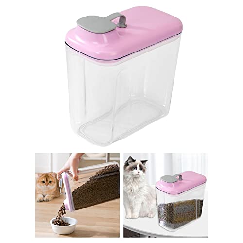 Dolity Large Airtight Dog Food Storage Container Seal Buckles Food Dispenser Bin Farmhouse Box for Cereal Rice Flour Animal Seed Regular Food, Pink 1.5L