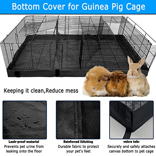 kathson 47x24 Guinea Pig Cage Liners Washable Guinea Pig Bedding Liner Base Small Animals Habitat Canvas Bottom Reusable Waterproof Cage Bedding Accessories for Rabbit Hamster Hedgehog Ferret(Black)