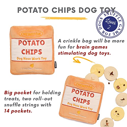 CHEWFFON Dog Toys, Dog Puzzle Toys, Interactive Dog Toys, Enrichment Snuffle Crinkle Toy, Treat Puzzle Toys for Boredom and Stimulating, Nose Work Potato Chips Dog Toy for Small, Medium and Large Dogs