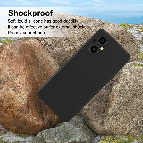 Foluu Silicone Case for OnePlus Nord N20 5G, Liquid Gel Rubber Case with Soft Microfiber Lining Cushion Slim Hard Shell Shockproof Protective Cover for OnePlus Nord N20 5G 2022 (Black)