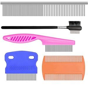 skypia 5 pcs dog comb tear stain remover for dogs flea comb dog combs for grooming small dogs flea comb for cats dog grooming kit pet combs small dog combs