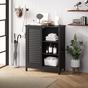 Reettic Bathroom Freestanding Storage Cabinet, Floor Storage Cabinet with 2 Doors, Bathroom Cabinet with Adjustable Shelf, 23.6" L x 11.8" W x 31.5" H, Black BMGZ301B