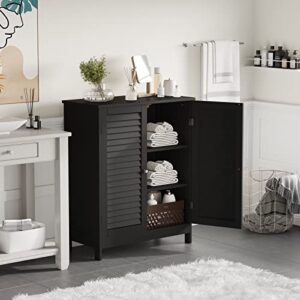 Reettic Bathroom Freestanding Storage Cabinet, Floor Storage Cabinet with 2 Doors, Bathroom Cabinet with Adjustable Shelf, 23.6" L x 11.8" W x 31.5" H, Black BMGZ301B