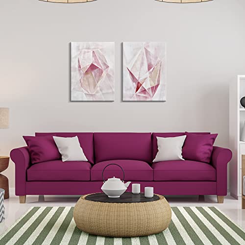 Creoate Pink Wall Decor for Girls Bedroom, Hand Paintd Pink Painting Canvas Print Artwork Framed Set, Abstract Pink Painting for Living Room Wall Decor, 24X36 Inch x2pcs, Ready to Hang