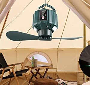 JHXZHAN 10400mAh tent fan light, canopy remote control ceiling fan, power bank, battery powered USB charging fan, suitable for fishing, outdoor, outing, camping, etc.