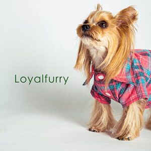 Loyalfurry Dog Shirts for Small Dogs, Dark-Pink Plaid Striped Pet Clothes,Cute Breathable Cotton Outfit Soft Casual Dog Outfit,Thanksgiving Christmas Costumes for Puppy Cats (Medium)