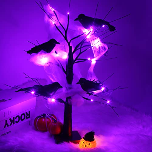 KIMOBER 6PCS Halloween Crows,Realistic Black Feathered Crows Ravens Birds for Halloween Party Indoor Outdoor Decorations