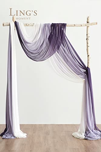 Ling's Moment New Version Easy Hanging Wedding Arch Draping Fabric 3 Panels 30" w x 26.5ft for Wedding Ceremony Reception Swag Decorations