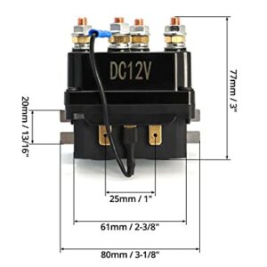 QWORK Solenoid Relay, 12V 250A Winch Relay Solenoid Replacement Contactor for 3000-5000lbs ATV UT Winch Control, 2 Pack