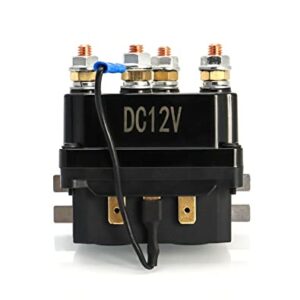 QWORK Solenoid Relay, 12V 250A Winch Relay Solenoid Replacement Contactor for 3000-5000lbs ATV UT Winch Control, 2 Pack