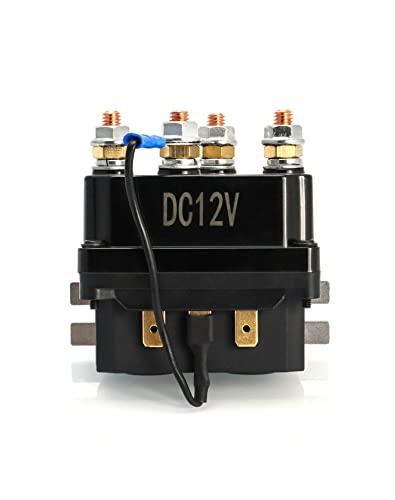 QWORK Solenoid Relay, 12V 250A Winch Relay Solenoid Replacement Contactor for 3000-5000lbs ATV UT Winch Control, 2 Pack