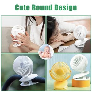 1200mAh USB Rechargeable Clip On Baby Stroller Fan 5 Inch Small Cute Round Office Clip Fan Desk&Hanging Fan Bed Office Fan With 720 Degree Rotation 3 Levels Speed Type-c USB Rechargeable 7-Hours Continuous Usage White With Using Instructions