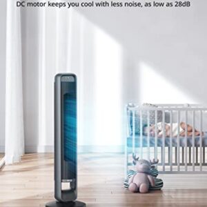 PARIS RHÔNE 42 Inch Tower Fan, 90° Oscillating Fan with DC Motor, 28dB 12 Speeds, 4 Modes, Night Light, 12H Timer, Quiet Cooling Bladeless Fan with Remote for Bedroom Living Room & Office