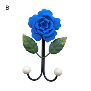 guohanfsh Daily Storage,Clothes Hook Wall-mounted Space-saving Iron Strong Bearing Flower Design Key Hook for Bathroom - Purple B