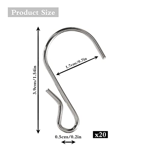 Hooney 32 Pack S Hooks,Heavy Duty Metal S Hooks with Safety Buckle Design,Multipurpose Metal Hooks,for Hanging String Lights,Bird feeders,Plants,Pots and Pans,Bags,Clothes(Black,Silver)