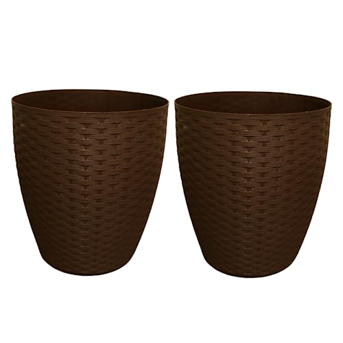 Elly décor Set 2 pz 2.3 gallons Round Trash bin Efficient Trash Can Wastebasket, Fits Under Desk, Kitchen, Home, Office, Durable Plastic Classic Trash bin 9lts Chocolate