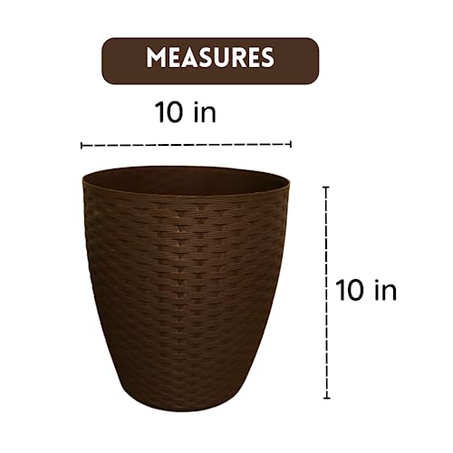 Elly décor Set 2 pz 2.3 gallons Round Trash bin Efficient Trash Can Wastebasket, Fits Under Desk, Kitchen, Home, Office, Durable Plastic Classic Trash bin 9lts Chocolate