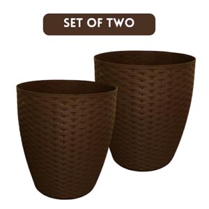 Elly décor Set 2 pz 2.3 gallons Round Trash bin Efficient Trash Can Wastebasket, Fits Under Desk, Kitchen, Home, Office, Durable Plastic Classic Trash bin 9lts Chocolate