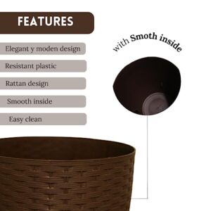 Elly décor Set 2 pz 2.3 gallons Round Trash bin Efficient Trash Can Wastebasket, Fits Under Desk, Kitchen, Home, Office, Durable Plastic Classic Trash bin 9lts Chocolate