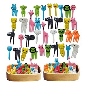 henwafx animal food picks for kids, cute cartoon animal fruit food toothpicks,reusable lunch picks for kids bento, lunch bento box picks for toddler,kids lunch accessories (animal)