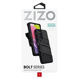 ZIZO Bolt Bundle for Galaxy A03s Case with Screen Protector Kickstand Holster Lanyard - Black